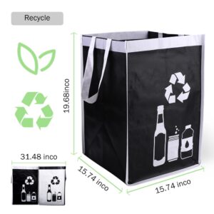 BeBesta Recycle Waste Bin Bags for Kitchen Ultra-Large Capacity ， Home Trash Sorting Bins Organizer Baskets，Waterproof Baskets Compartment Container-(Big New Black 2pcs)