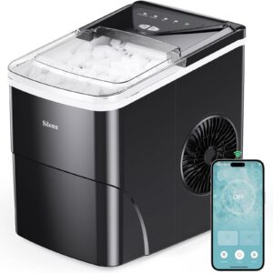 silonn smart countertop ice maker - 9 bullet cubes in 6 mins, 26 lbs per day, compact wi-fi ice maker machine, 2 ice cube sizes, portable ice maker with self-cleaning for kitchen/office/rv