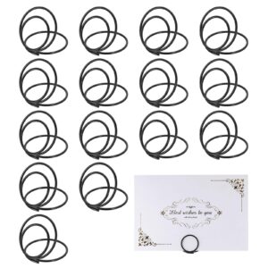 uxcell 16 pcs mini place card holders, round picture holders for tables photos food signs memo notes weddings restaurants birthdays party, (1x1.2", black)