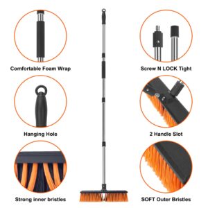 KeFanta Heavy Duty Push Broom Garden Broom 18 inches for Deck Driveway Garage Yard Patio Concrete Wood Stone Floor Cleaning