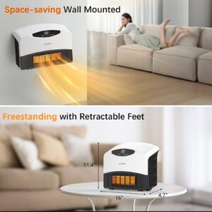 GiveBest Smart Wall Heater - 1500W Space Heater for Indoor Use, Work with Alexa, Adjustable Thermostat, Remote and WiFi Control, 24H Timer, Easy-mounted Heater for Bedroom Office Garage RV