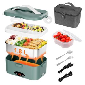 dicorain electric lunch box with temperature control function, 100w heated lunch box 1.8l portable food warmer for adults, 12/24/110v heating lunch box for car/truck/office with thickened bag