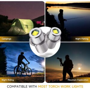 Tawoimle 2 Pack LED Flashlight Light Bulbs Replacement Parts, Longer Life and Brighter White Light Bulbs LED Conversion Kit, 12V 18V 19.2V 6-24 Volt 3W 300LM P13.5S Flashlight Bulbs