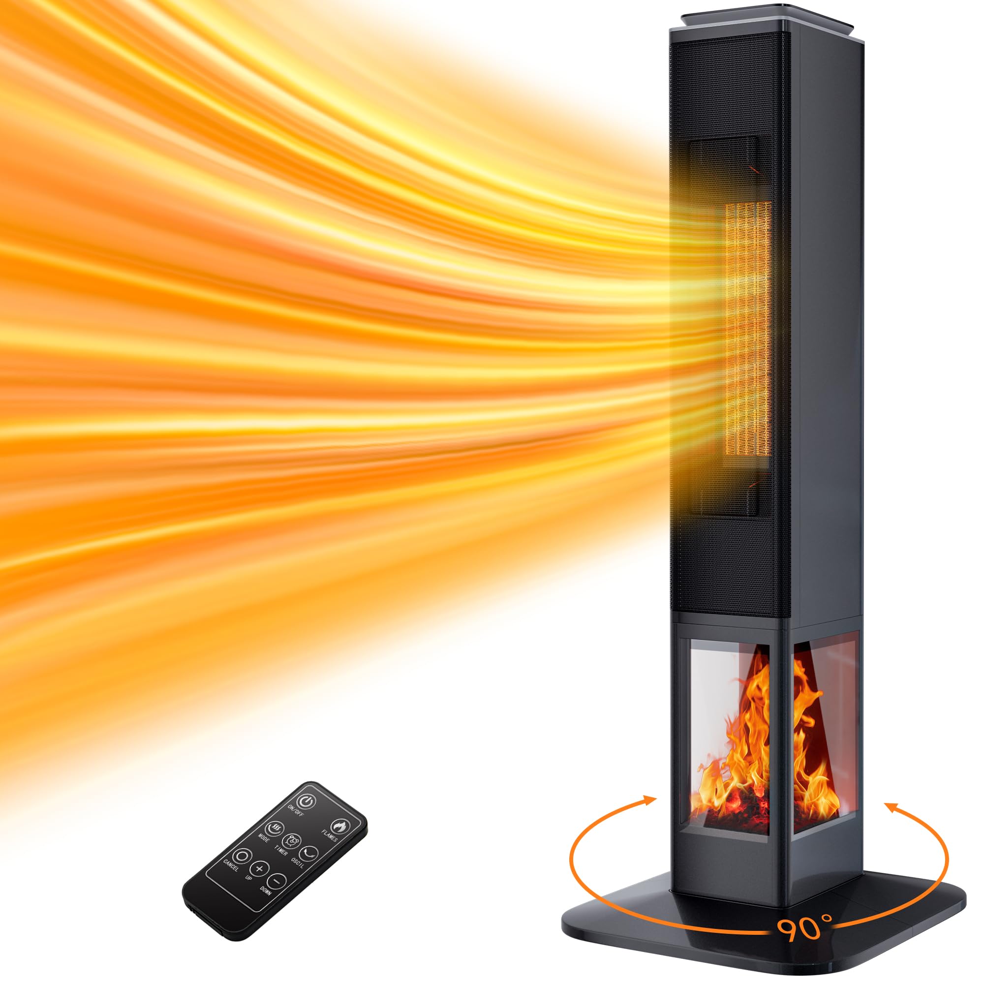 SUNGDOGIN Space Heater Indoor Use for Large Room,1500W Tower Heater W/Thermostat,32" Heater Bedroom,Room Heaters for Indoor Use W/Remote,Ceramic Heaters for Indoor Use W/ 90° Oscillating 24H Timer