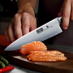 HOSHANHO 8 Inch Japanese Chef Knife, Professional Japanese Super Steel Kitchen Knife, Ultra Sharp Cooking Knife with Ergonomic Wooden Handle for Men and Women