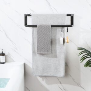 Mooche Double Bath Towel Bars Towel Racks for Bathroom,Wall Mount Towel Holder Heavy Duty 24-Inch Towel Hanger Rail Wall Mount, SUS304 Stainless Steel Matte Black