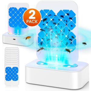 fruit fly traps for indoors, rechargeable fly trap indoor with night light gnat traps for house indoor bug zapper for plants gnats moths mosquitos pest control with 10pcs refills