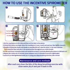 Incentive Spirometer for Adult Lung Trainer Breathing Exerciser Respiratory Strengthener Device -5000ml Volume