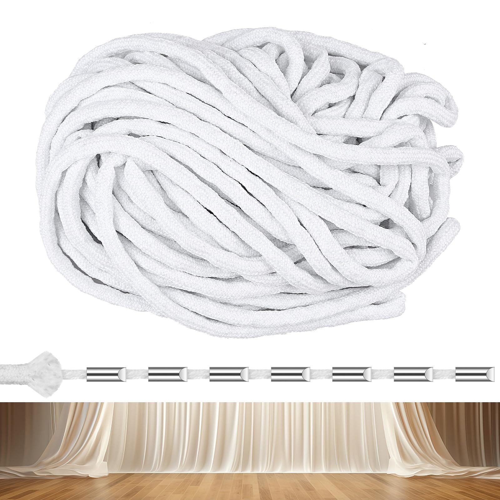 10 Yard Extra Heavy Sausage/Rope Lead Beads Weight Cord Rope Curtain Accessories for Light Weight Sheer Curtain Drapes Fabrics Weighted Tape Cording DIY Fabric Covered (95g Per Yard)