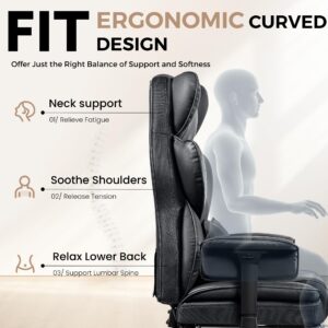 BESTFAIR Home Office Desk Chair 500Lb, Comfy Ergonomic Office Chair with Footrest, PU Leather Office Desk Chairs for Heavy People, High Back Executive Office Chair with Lumbar Support, Black