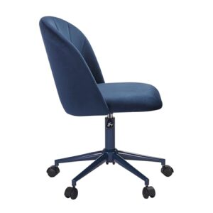 Linon Karla Navy Blue Adjustable Height Swivel Desk Chair with Padded Upholstered Seat