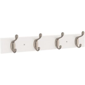 franklin brass casual curve wall mounted pure white 16 in. coat rack, 4 nickel hooks, b46717k-pmn-c2