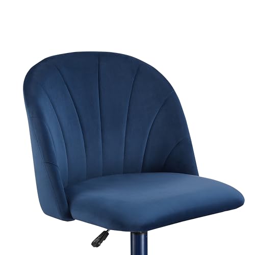 Linon Karla Navy Blue Adjustable Height Swivel Desk Chair with Padded Upholstered Seat