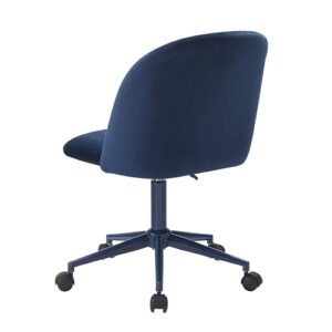 Linon Karla Navy Blue Adjustable Height Swivel Desk Chair with Padded Upholstered Seat