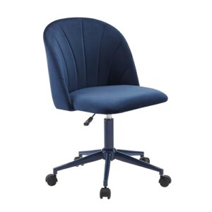 linon karla navy blue adjustable height swivel desk chair with padded upholstered seat