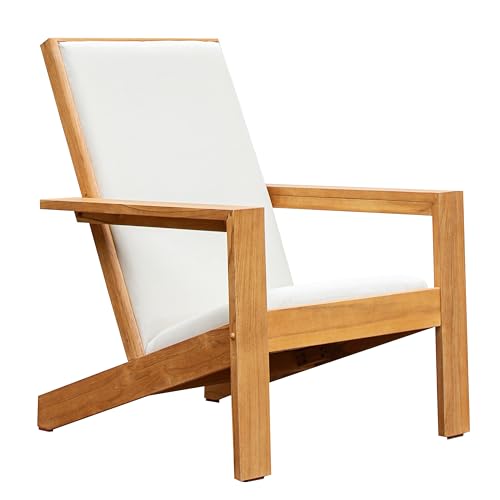 Cambridge Casual Napa Wood Outdoor Adirondack Chair, Natural Teak/Textiline Tan