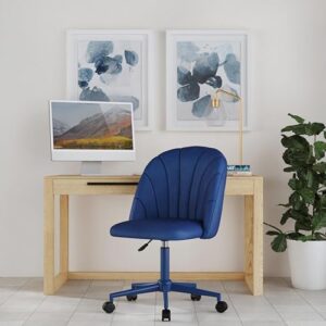 Linon Karla Navy Blue Adjustable Height Swivel Desk Chair with Padded Upholstered Seat