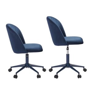 Linon Karla Navy Blue Adjustable Height Swivel Desk Chair with Padded Upholstered Seat