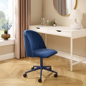 Linon Karla Navy Blue Adjustable Height Swivel Desk Chair with Padded Upholstered Seat