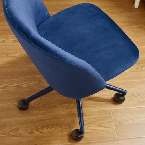 Linon Karla Navy Blue Adjustable Height Swivel Desk Chair with Padded Upholstered Seat