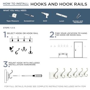 FRANKLIN BRASS Casual Curve Wall Mounted Pure White 16 in. Coat Rack, 4 Nickel Hooks, B46717K-PMN-C2