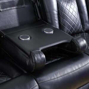 FUOROLA Perachan Sectional, Black LED Light Power Recliner