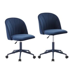 Linon Karla Navy Blue Adjustable Height Swivel Desk Chair with Padded Upholstered Seat