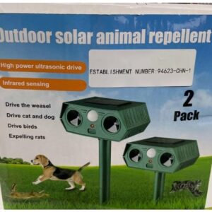 4 Pack Solar Ultrasonic Animal Repellent Outdoor 2024 Waterproof Deer Repellent Devices with Flash Light Motion Sensor to Keep Cat Deer Squirrel Raccoon Rabbit Skunk Bunny Out of Yard Garden