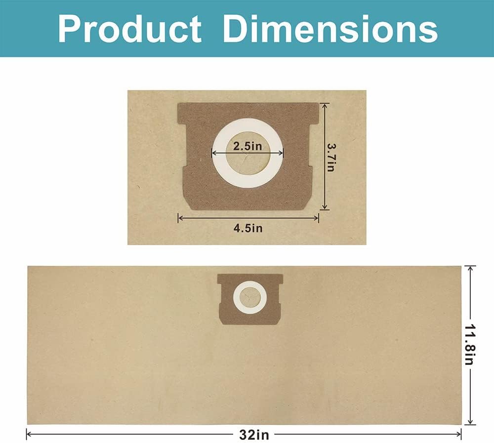 12 Pack 19-3100 Shop Vac Bags Compatible with Stanley 5-6 -8 Gallon wet dry vacuum.