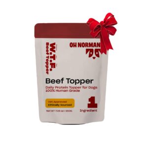 oh norman! beef dog food topper by kaley cuoco, all natural single ingredient, veterinary nutritionist certified, for all life stages and breeds, made in usa, 7.02 oz