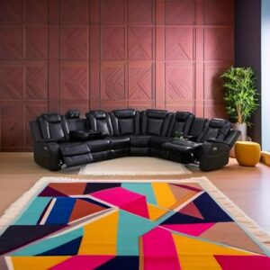 fuorola perachan sectional, black led light power recliner