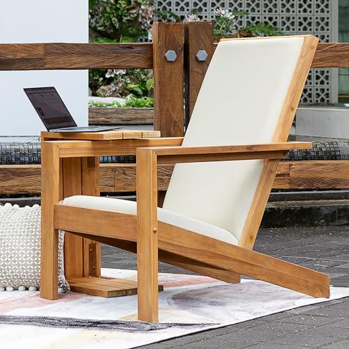 Cambridge Casual Napa Wood Outdoor Adirondack Chair, Natural Teak/Textiline Tan