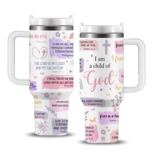 christian gifts for women - 40 oz i am a child of god tumbler with handle, inspirational religious birthday gifts for mom wife sister friends - christmas christian god jesus bible pastor prayer gifts