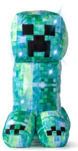 minecraft charged up creeper pillow buddy - light up plush - super soft polyester microfiber character pillow with led lights, 16 inches