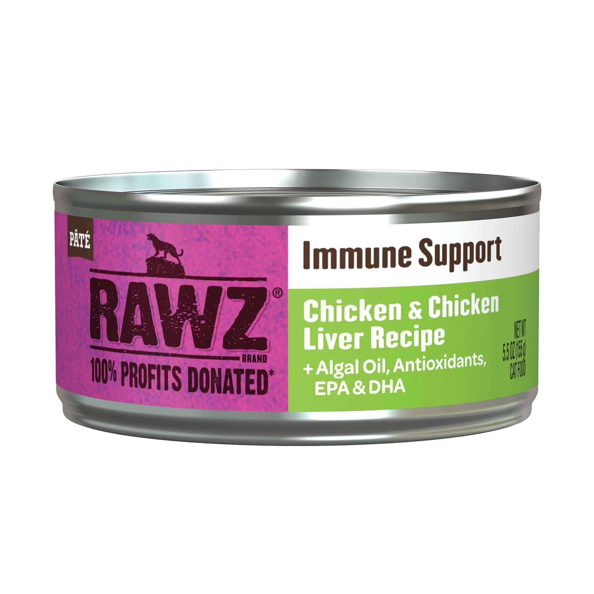 Rawz Natural Premium Pate Canned Food for Cats +ALGAL OIL, ANTIOXIDANTS AND EPA & DHA for Immune Support -12 Pack Cans Variety Flavor Bundle Pack -3 Flavors - with Hotspot Pets Can Lid - (5.5 oz Cans)