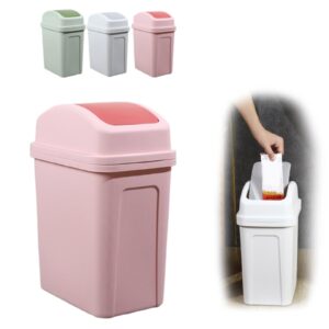 13 gallon trash can, 2024 upgraded plastic swing top kitchen garbage trash can, trash can for kitchen, top garbage bin for counter top, coffee area, bathroom, office & home, kitchen, bedroom (pink)