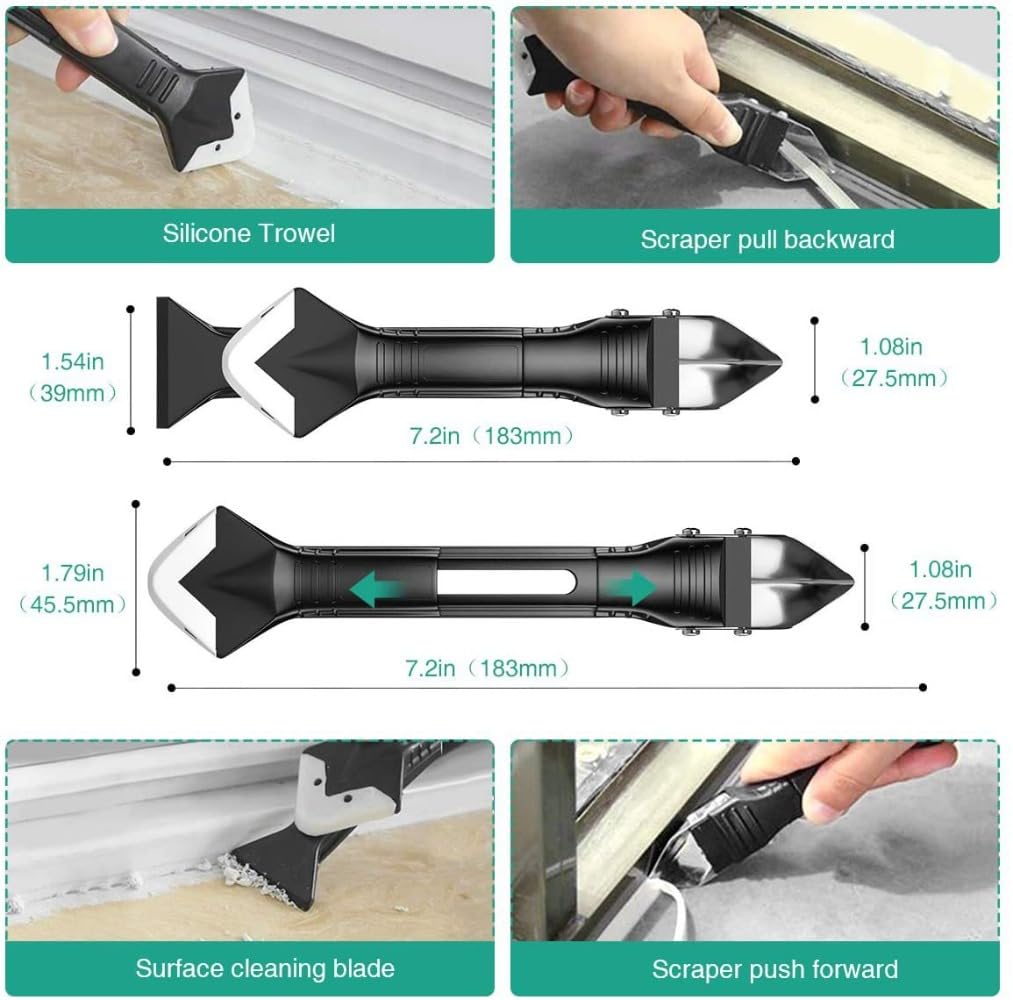 EMSTAR 3 in-1 Caulk Tool for Removal and Application,Silicone Caulking Tools, Glass Glue Angle Scraper, Caulk Grout Removal Tool Sealant Scraper for Kitchen Bathroom