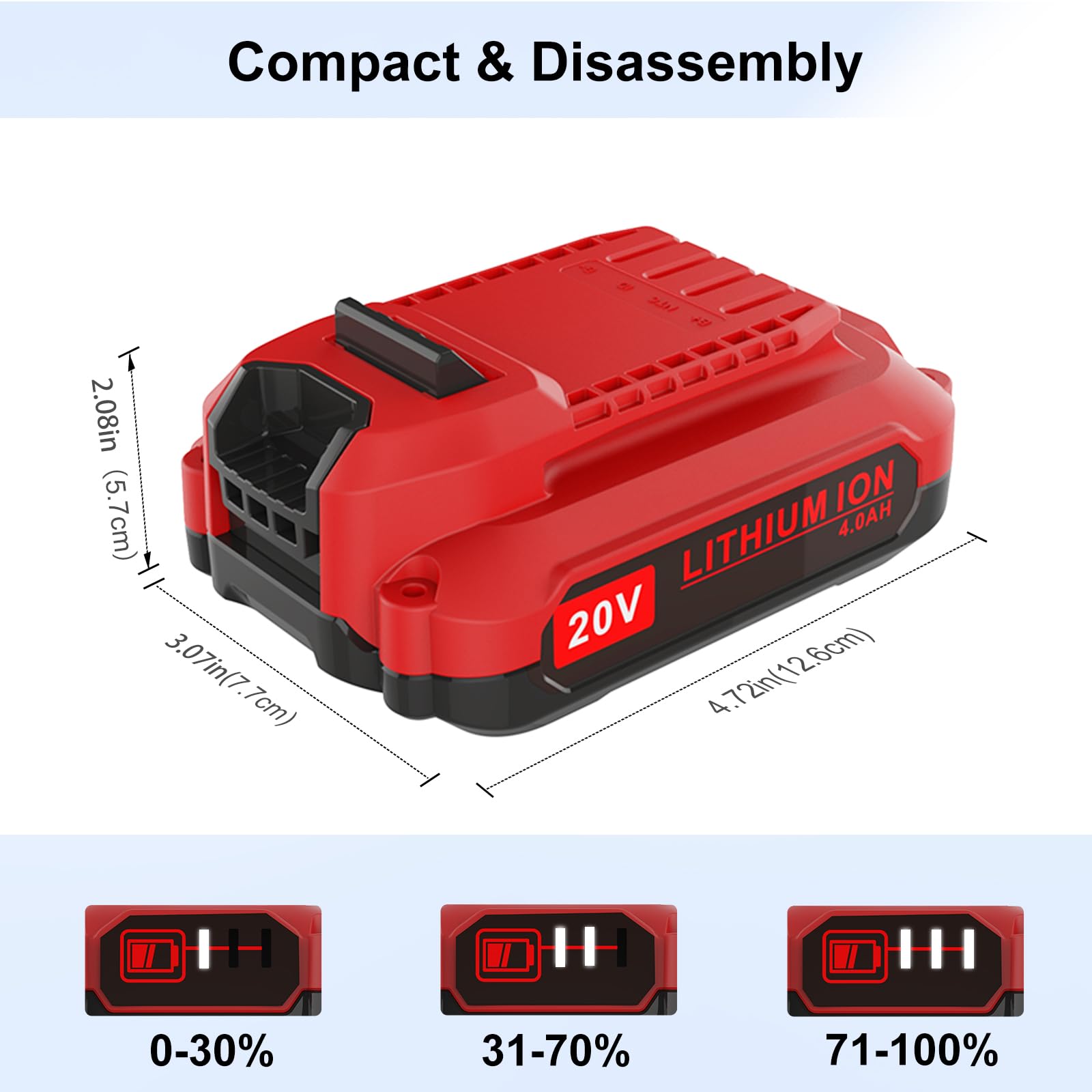 2 Pack 4.0Ah Lithium-ion Replacement Batteries Compatible with Craftsman 20V Battery CMCB202 CMCB205 CMCB204 CMCB206 CMCB201 Craftsman MAX V20 Series Tools