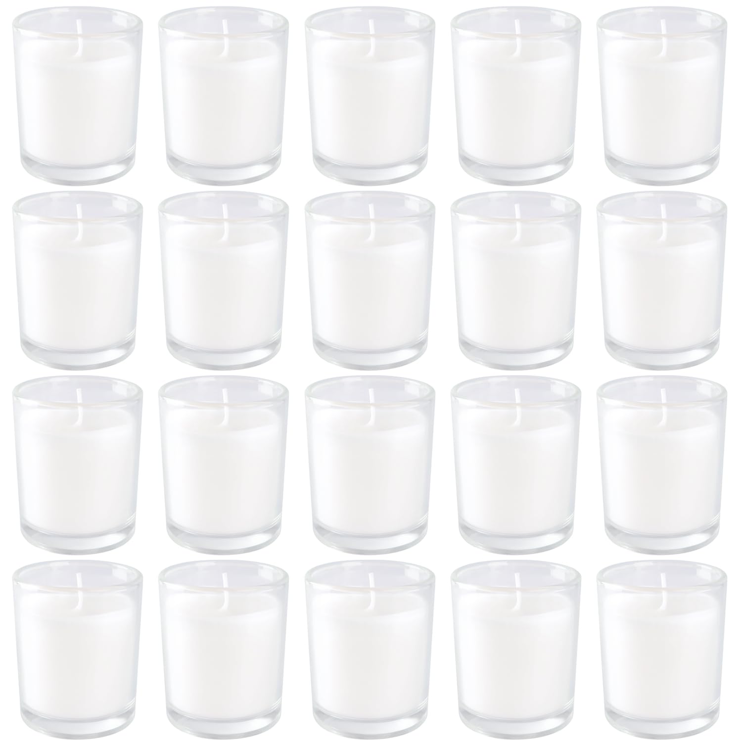 20 Pack Warm White Unscented Votive Candles-Clear Glass Filled Hand Poured Wax Candle Gifts for Aromatherapy Spa Weddings Birthdays Holidays Party& More (Warm White)