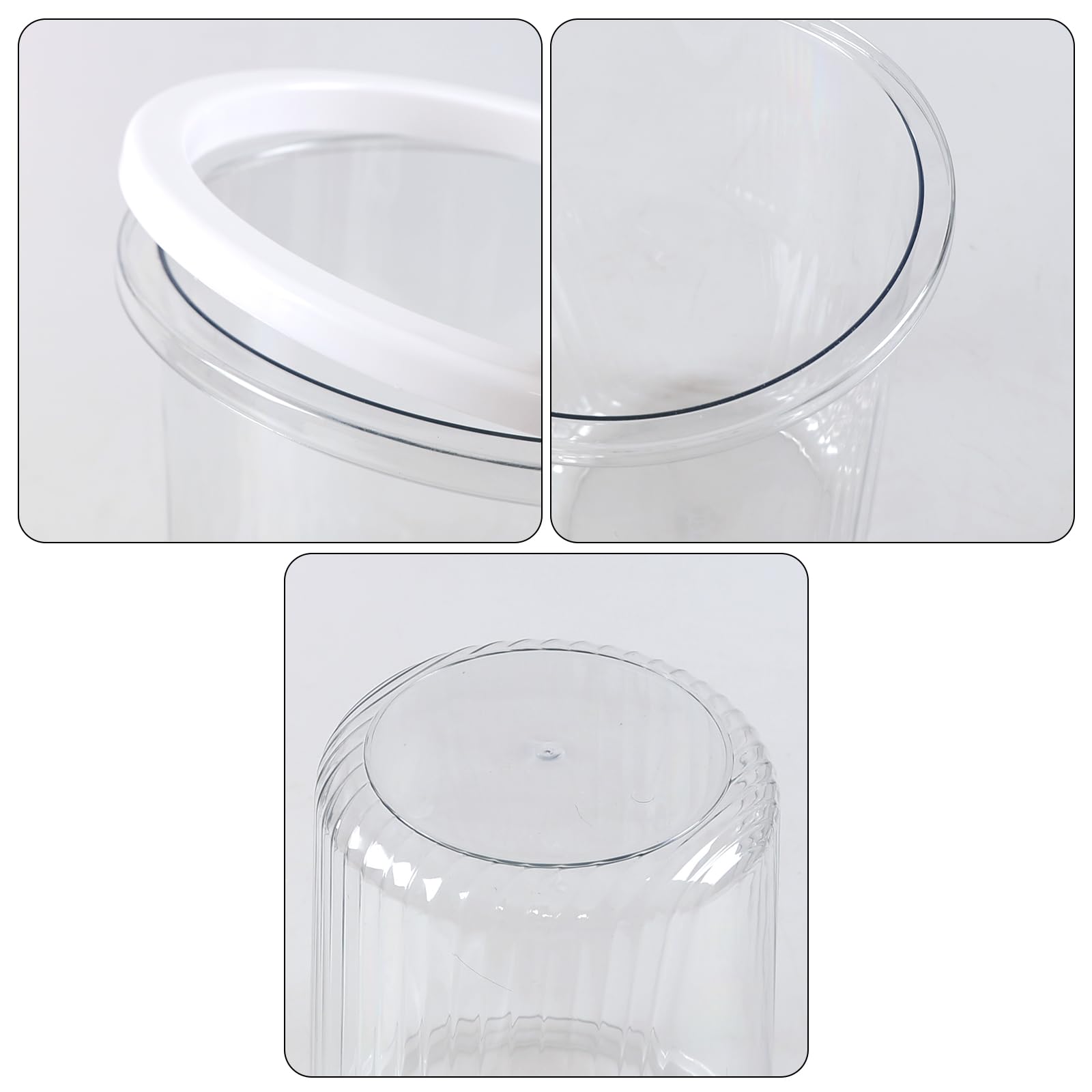 AnnkkyUS 4 Pack 2.5 Gallon Clear Trash Can, Round Plastic Wastebasket