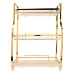 enforose bathroom organizers and storage,bathroom storage shelf,wall mounted corner organizer standing rack,for living room bedroom kitchen,white and gold (3 tier)