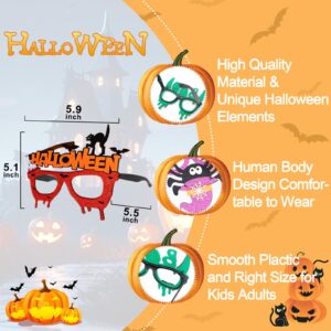 Bluegogo Halloween Glasses 12PCS Glitter Halloween Eyeglasses for Kids Adults Funny Halloween Party Favors Photo Booth Props Pumpkin Spider Web Funny Party Decorations