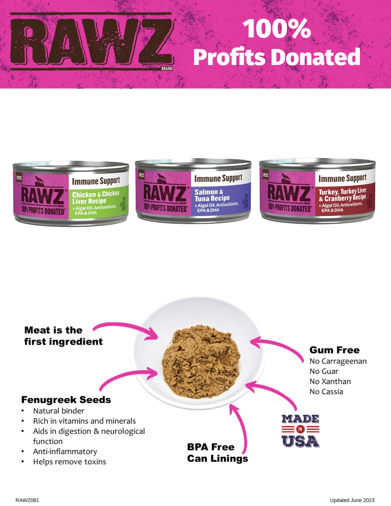 Rawz Natural Premium Pate Canned Food for Cats +ALGAL OIL, ANTIOXIDANTS AND EPA & DHA for Immune Support -12 Pack Cans Variety Flavor Bundle Pack -3 Flavors - with Hotspot Pets Can Lid - (5.5 oz Cans)