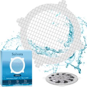 solvora 30 pack disposable shower drain hair catcher shower drain mesh stickers, bathroom, bathtub, kitchen, sink, for human and pet hair