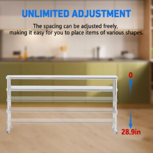 Agrestem Stainless Steel Double Shelf,72 Inch Restaurant Kitchen Shelf, Supports Up to 800 Pounds, NSF Commercial Adjustable Double Shelf 2 Tier for Restaurant, Kitchen and Workshop, Silver