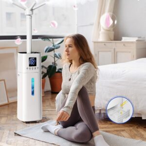 15L/4Gal Humidifier Large Room for 2000ft², Humidifiers for Bedroom Large Room, Air Humidifiers for Home, 600ml/h Misting, 60H Runtime, Essential Oil Box, Easy to Move, Top Fill Design, Auto Shut Off