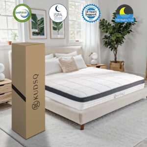 KUDSQ Full Size Mattress 12 Inch, Full Mattress in a Box with Memory Foam and Pocket Spring for Pressure Relief & Comfort Sleep, Medium Firm Feel, Fiberglass Free Bed in a Box/CertiPUR-US