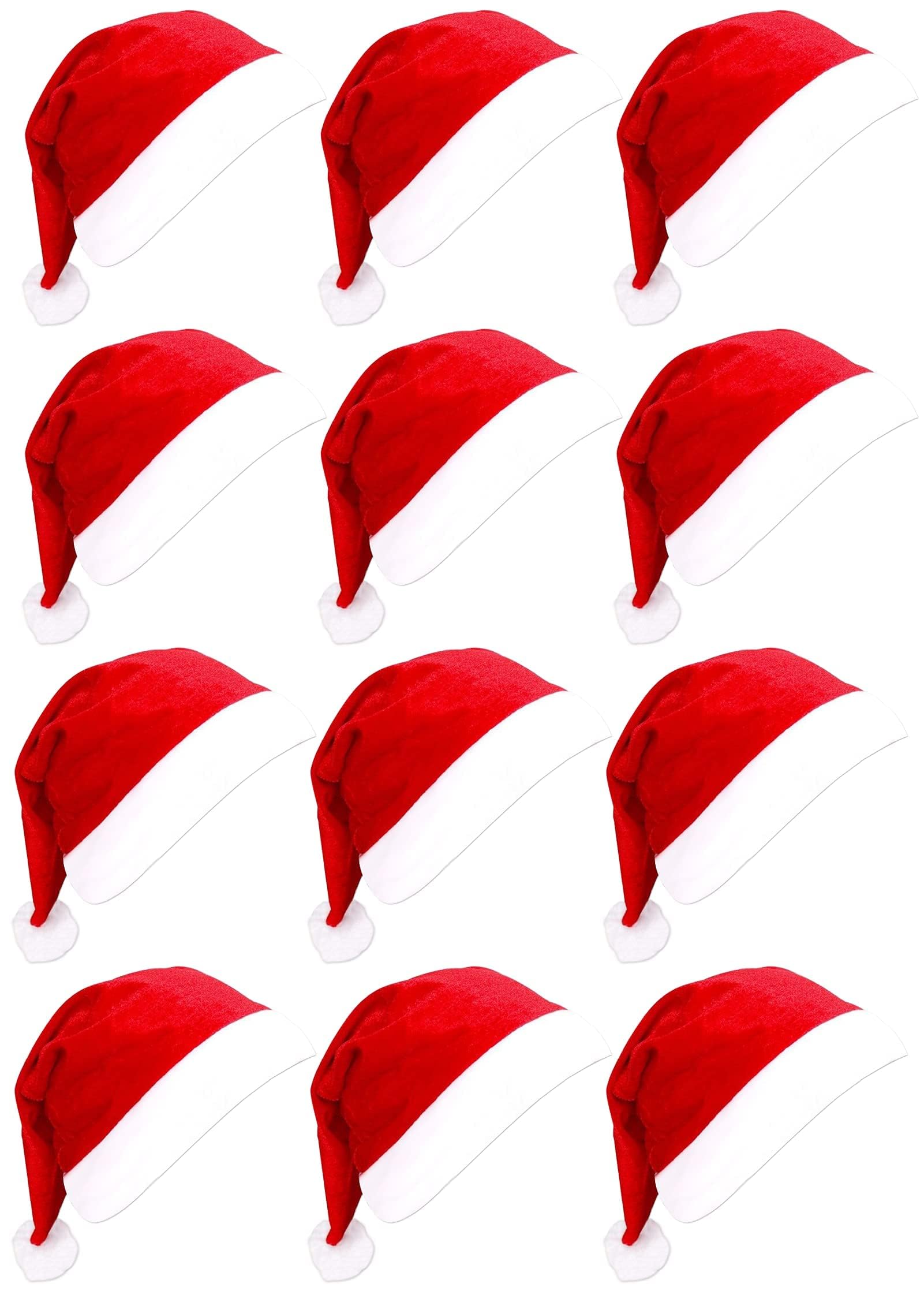 SORANGEUN 12pcs Santa Hats, Bulk Santa Hats for Adult, Red Classic Christmas Hats for Men and Women, Nonwoven Xmas Hats, Gorros De Navidad