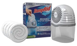 damprid moisture absorber drop-in tablet refill pack, fresh scent, 15.8 oz., 4 pack, attract and trap excess moisture and eliminate musty odors for cleaner, fresher air