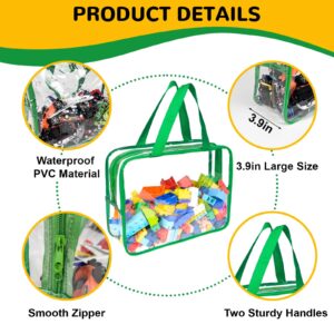 letesult 6 Packs Large Toy Storage Bags with Zipper, Transparent PVC Toy Organizing Bags with Labels, Waterproof Board Game Storage, Clear Toys Bags Organizer for Puzzles, Building Blocks, Books